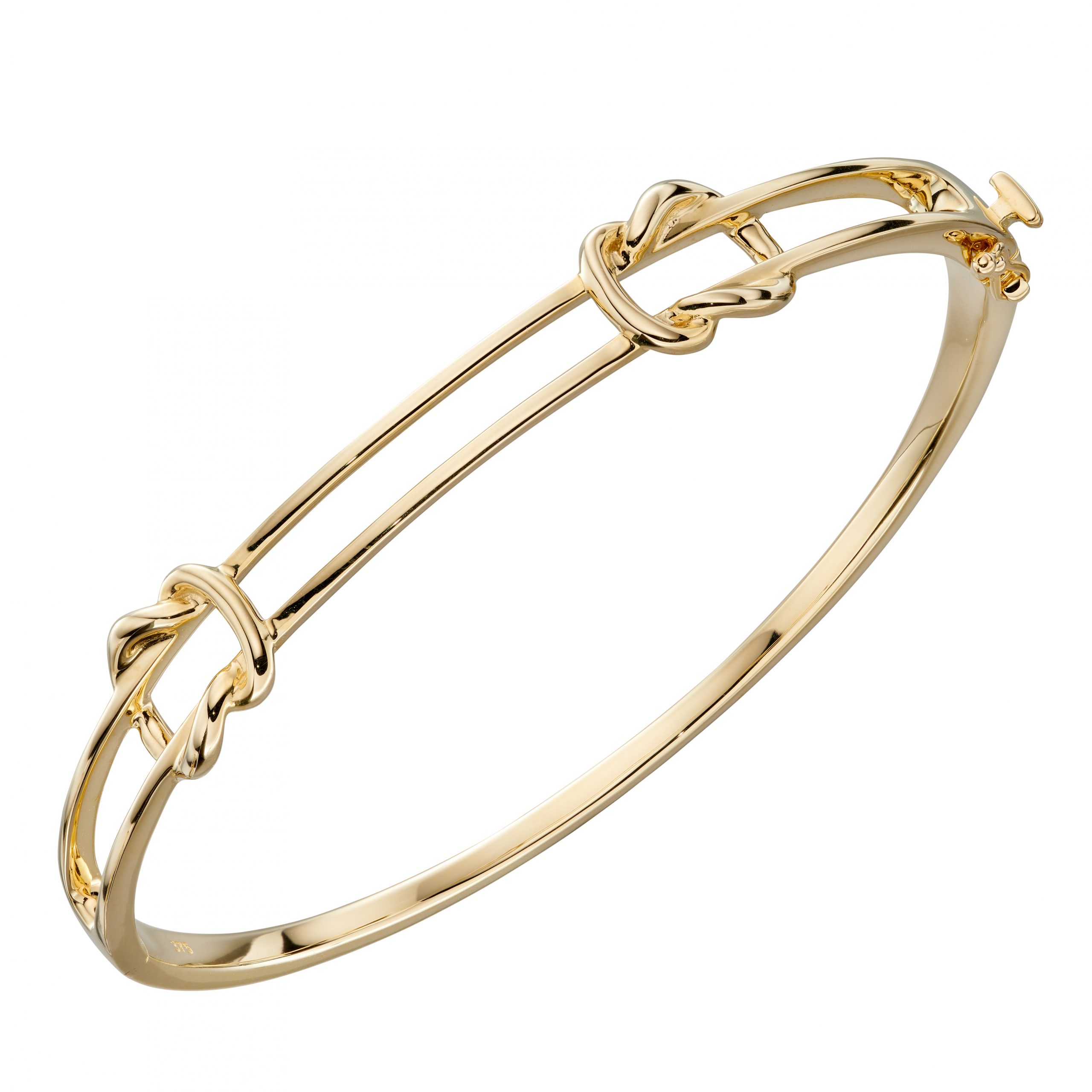 Double Parallel Knots Yellow Gold Hinged Bangle | Dent Jewellers