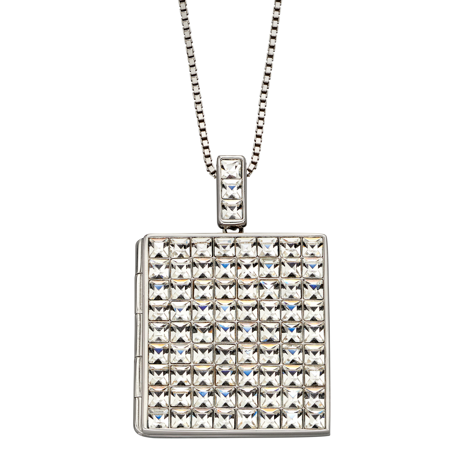 Princess cut clear crystal square locket | Dent Jewellers