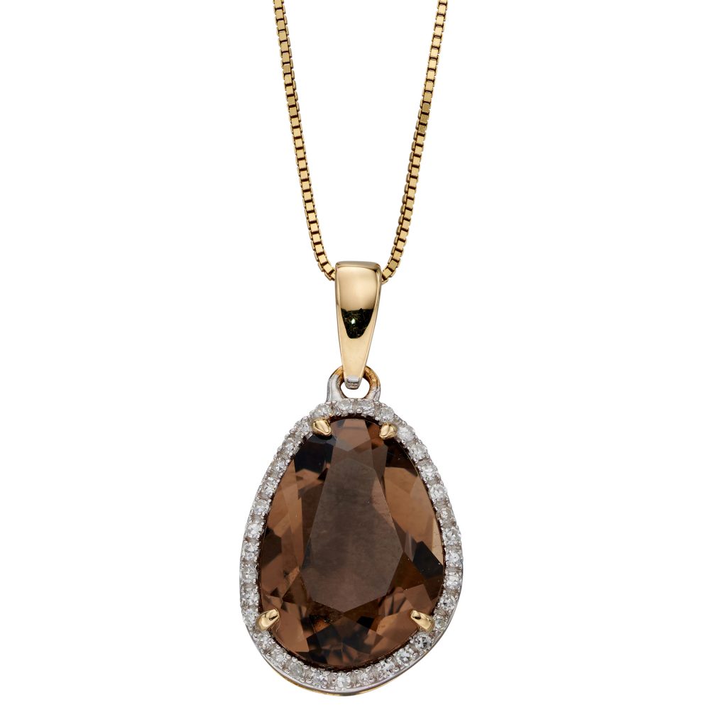 9ct Yellow Gold smoky quartz pendant | Dent Jewellers
